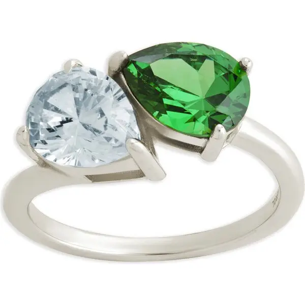 Sterling Forever Toi Et Moi Cubic Zirconia Ring - Silver