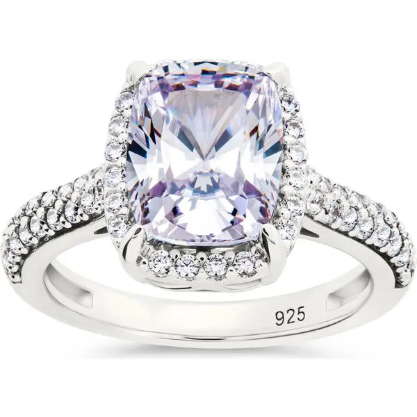 Sterling Forever Radiant Cut Cubic Zirconia Ring - Silver