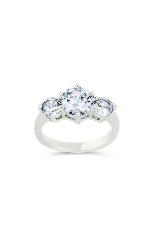 Sterling Forever Nia Three-stone Cubic Zirconia Ring - Silver