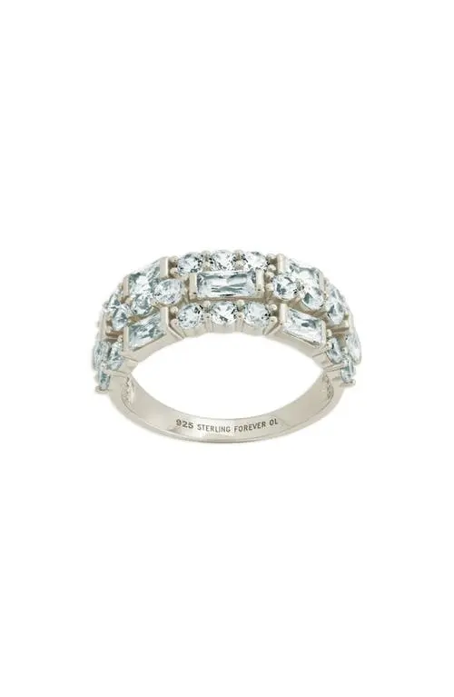 Sterling Forever Kornelia Three Row Eternity Band Ring - Silver