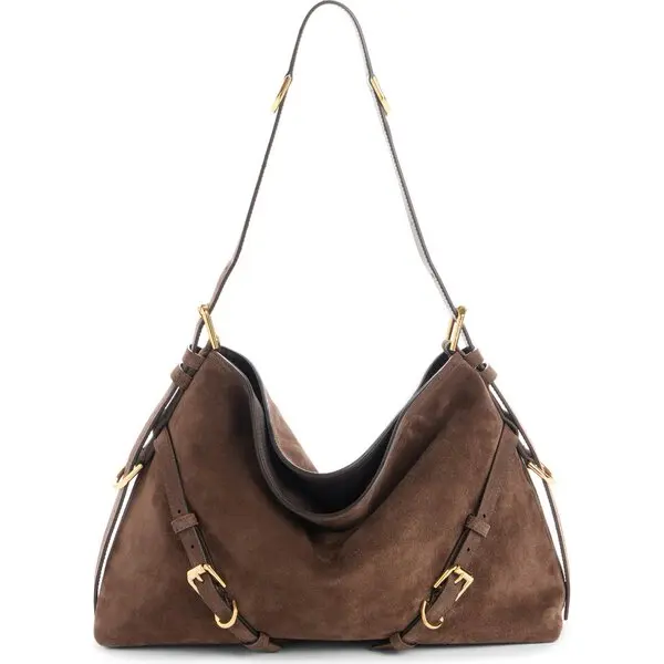 Givenchy Medium Voyou Suede Hobo Bag - Ebony Brown