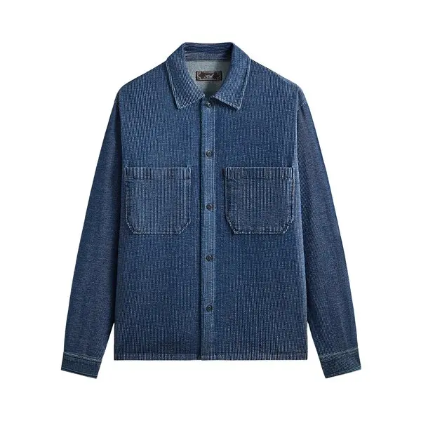 Kith Railroad Stripe Indigo Boxy Collar Overshirt 'dark Indigo - Blue