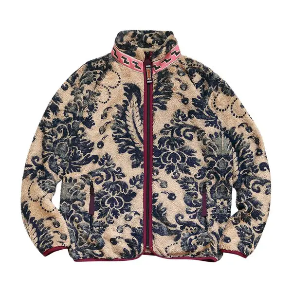 Kapital Virgin Mary Damask Fleece Zip Blouson 'beige - Cream