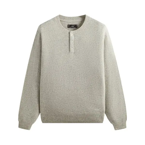 Kith Boucle Harmon Henley Sweater 'light Heather - Grey