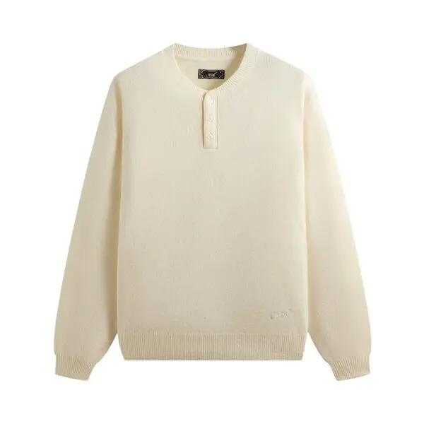 Kith Boucle Harmon Henley Sweater 'sandrift - Cream