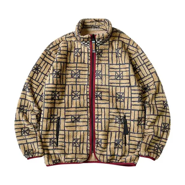 Kapital Folk Domino Fleece Zip Blouson 'beige - Yellow