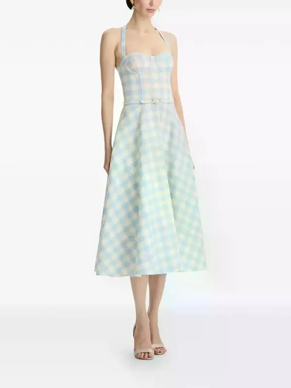 Oscar De La Renta Gingham-pattern Midi Dress