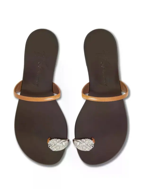 GIUSEPPE ZANOTTI Leather Thong Sandals - Orange
