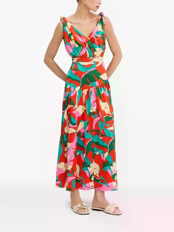 MORGAN Knot Floral Print Maxi Dress