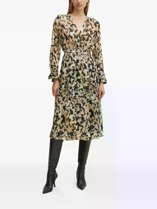 MORGAN Printed Pleated Midi Dress