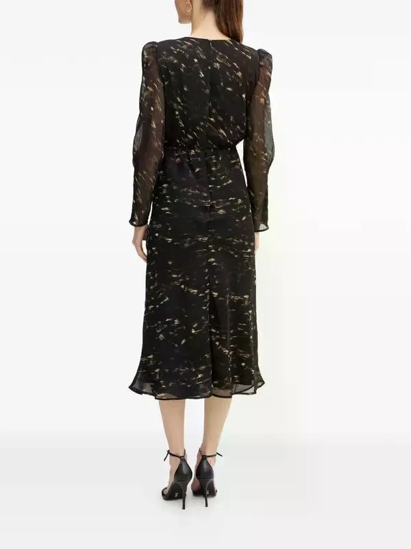 MORGAN V-neck Puff Sleeve Midi Dress