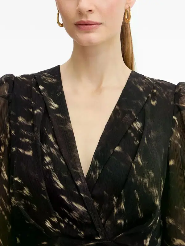 MORGAN V-neck Puff Sleeve Midi Dress