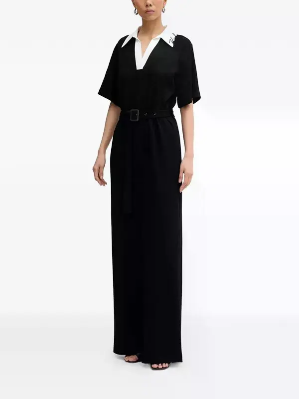Karl Lagerfeld Collared Belted Jumpsuit