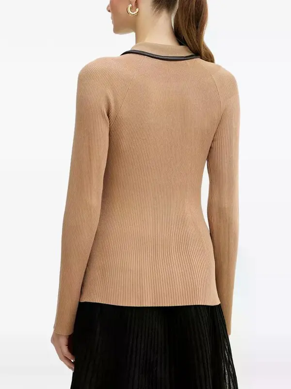 Karl Lagerfeld Buttoned Leather-trim Top