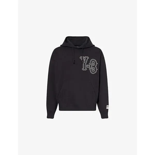Y3 Elite 5 Gfx Logo-embroidered Cotton Hoody - Black