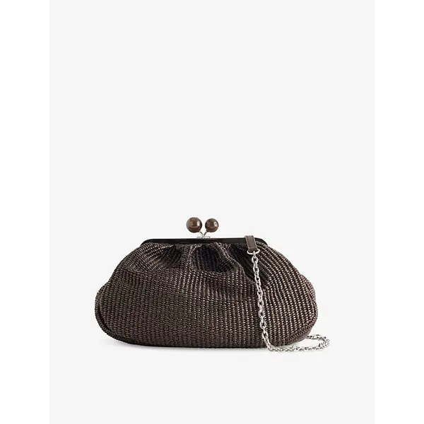 Max Mara Fortuna Woven Raffia Cross-boy Bag - Dark Brown