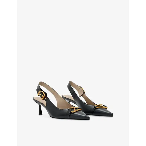 ALLSAINTS Hera Leather Heeled Slingback Courts