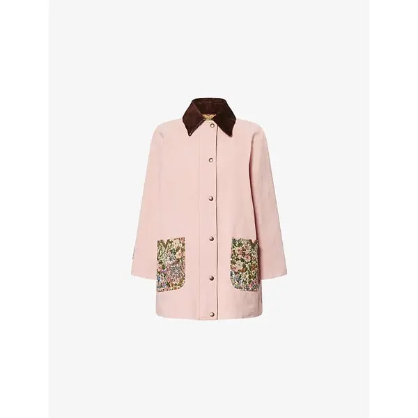 Valentino Garavani Floral-jacquard Pocket Denim Jacket - Old Rose