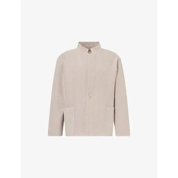 Issey Miyake Inlaid Knitted Blazer - Beige