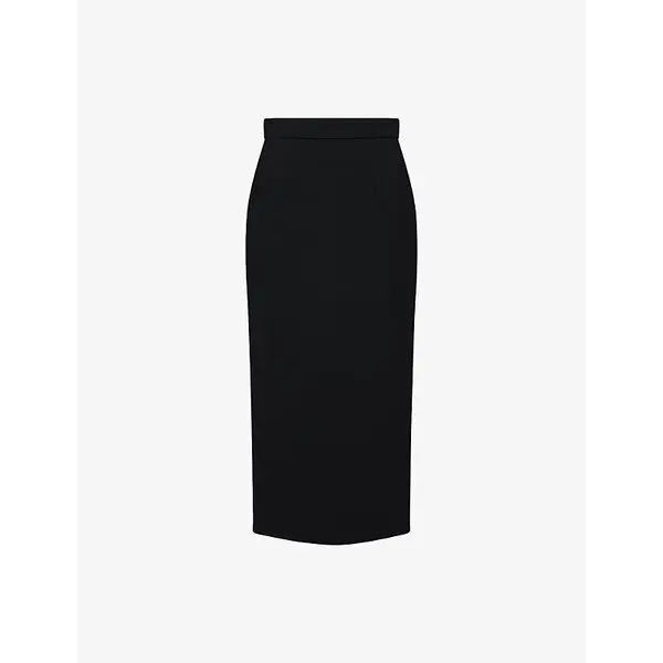 ROKSANDA Amel Column Woven Midi Skirt - Black Persian Blue