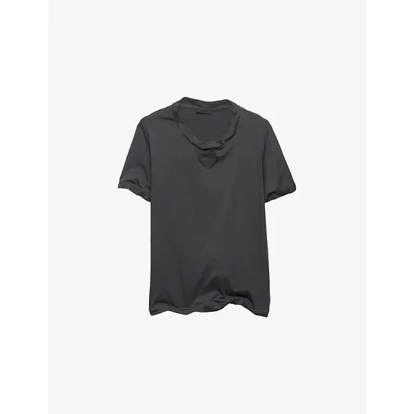 Prada Shapeable Brand-appliqué Cotton-jersey T-shirt - Grey