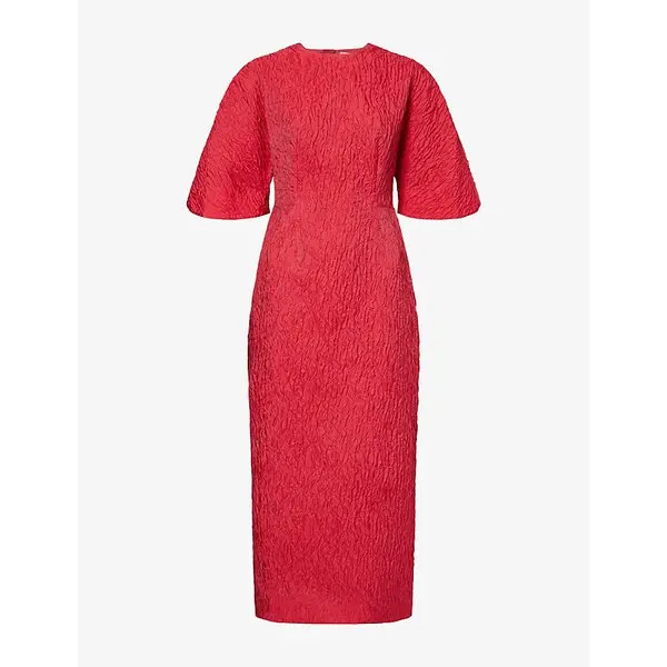 ROKSANDA Falah Crinkled Satin Midi Dress - Bennett Red