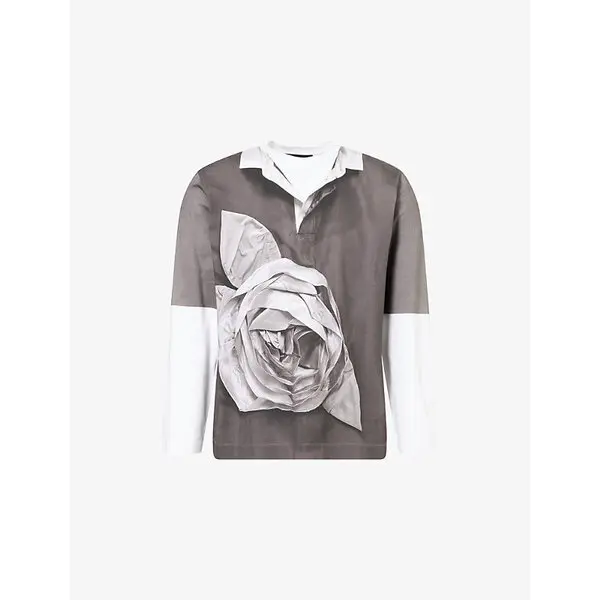 Simone Rocha Rose Rugby Graphic-print Cotton T-shirt - White