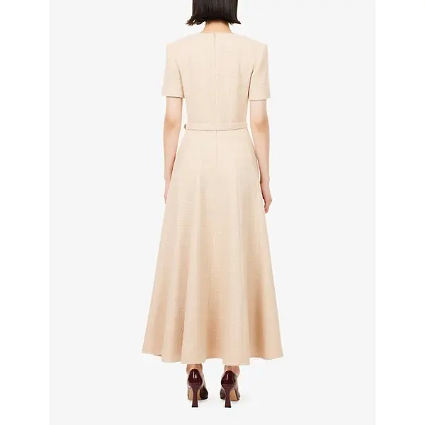 Roland Mouret Collared Boucle-knit Maxi Dress