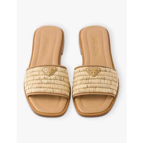 Prada Crochet Leather Slides