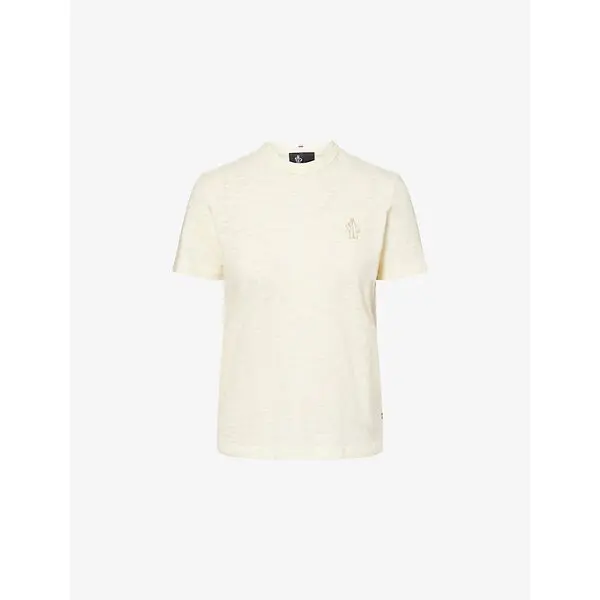 Moncler Logo-embroidered Cotton T-shirt - Ivory