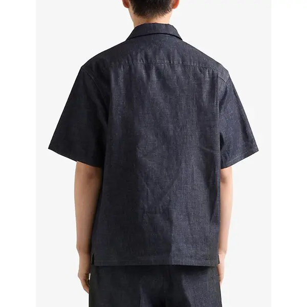 Prada Short-sleeve Chambray Denim Shirt