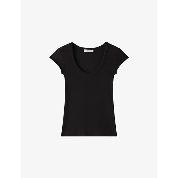JOSEPH Saba Round-neck Stretch-cotton Top - Black