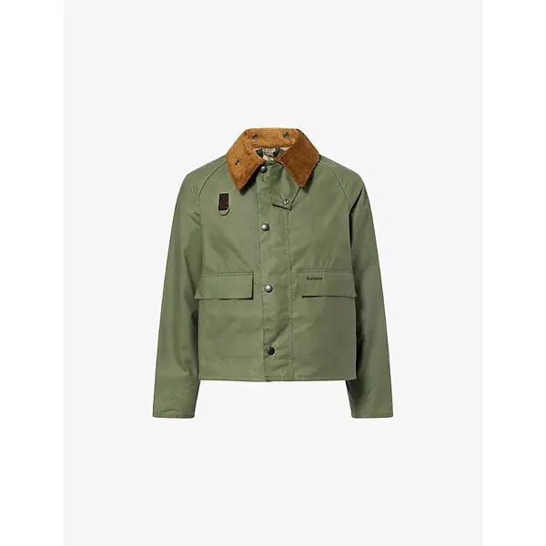 Barbour Spey Cropped Waxed-cotton Jacket - Light Moss