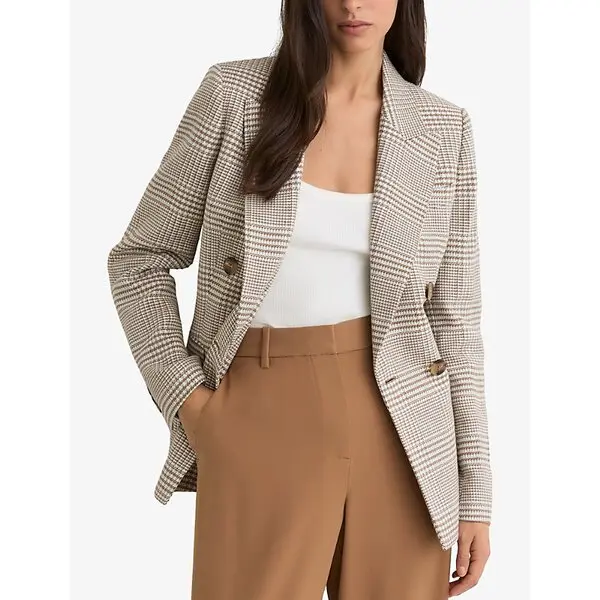 REISS Maxwell Checked Double-breasted Blazer