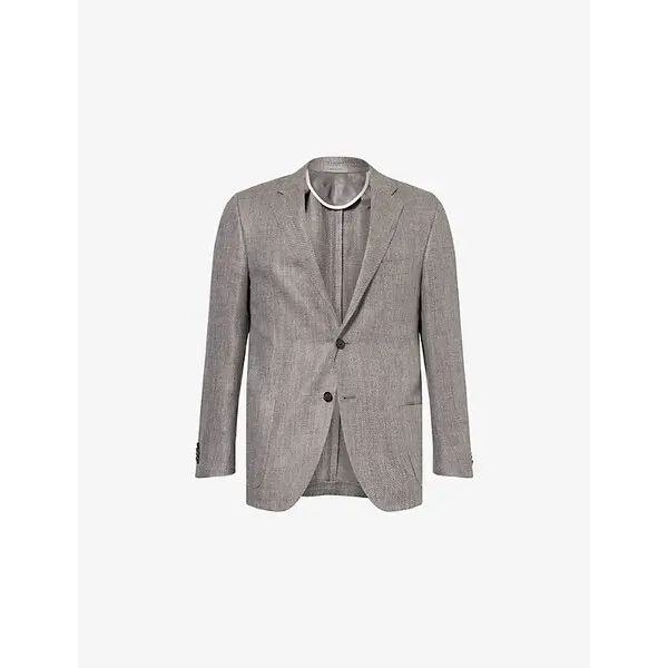 Corneliani Herringbone Notch-lapel Linen-and-wool Jacket - Natural / Beige