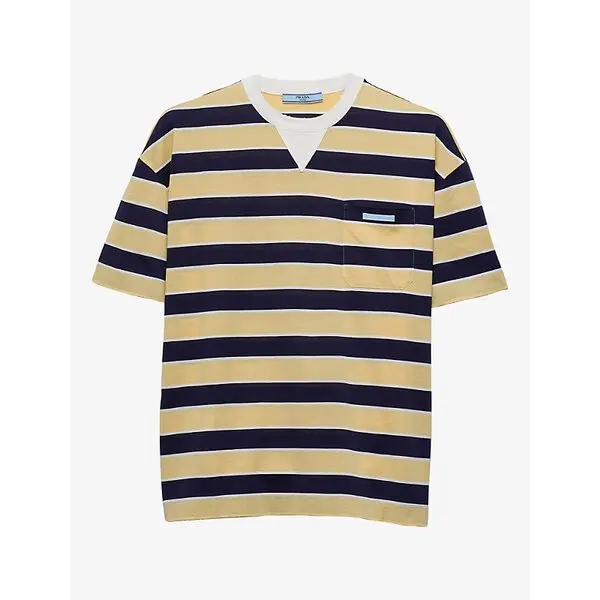 Prada Bayadere Striped Cotton-jersey T-shirt - Blue