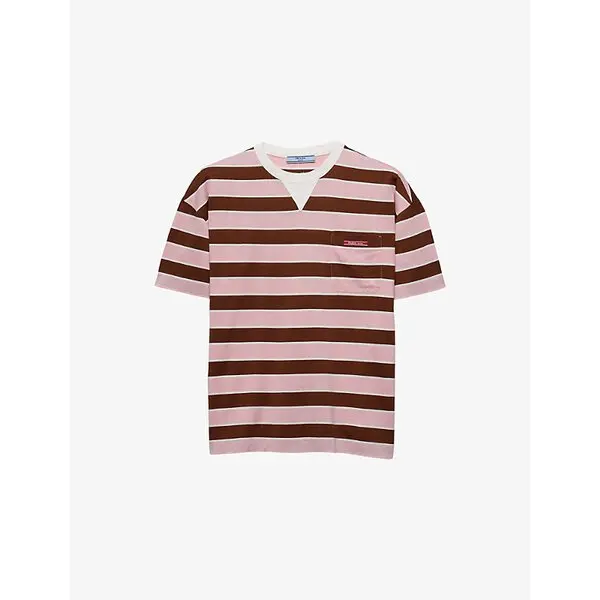 Prada Bayadere Striped Lisle Cotton-jersey T-shirt - Pink