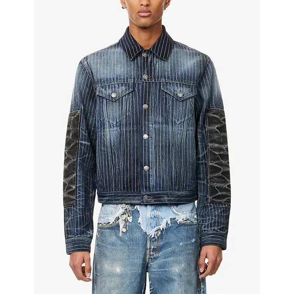 Acne Studios Rye U Patchwork Pinstripe Denim Jacket