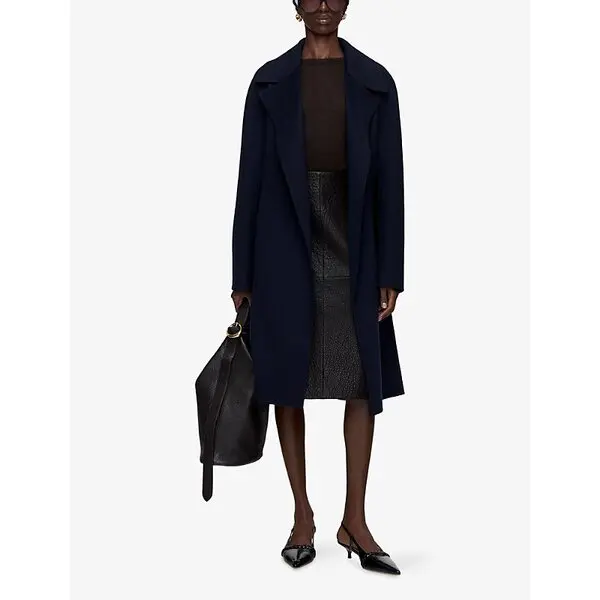 JOSEPH Costana Double-faced Wool And Cashmere Coat - Navy