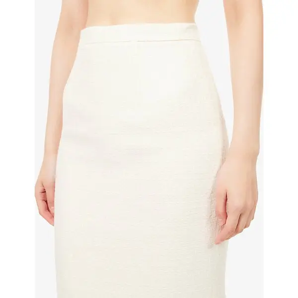Roland Mouret Boucle-knit Midi Skirt With Split Vent