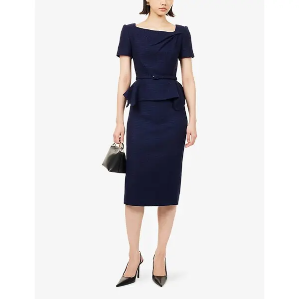 Roland Mouret Boucle-knit Midi Skirt With Split Vent