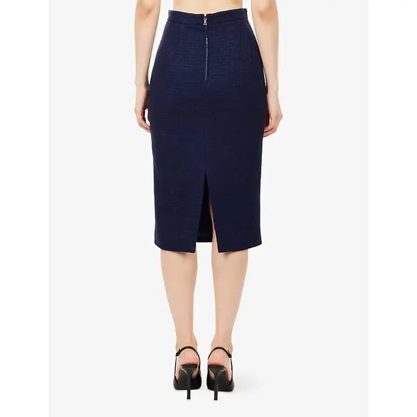 Roland Mouret Boucle-knit Midi Skirt With Split Vent