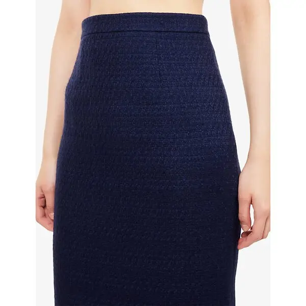 Roland Mouret Boucle-knit Midi Skirt With Split Vent