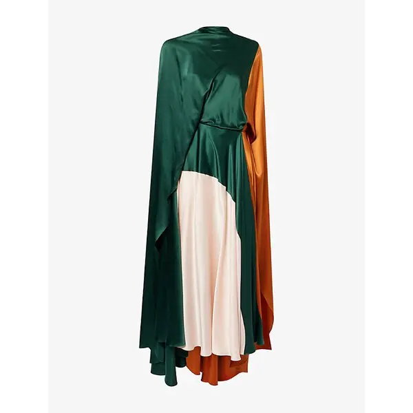 ROKSANDA Andromeda Caped-sleeve Silk Maxi Dress - Forest Cinnamon Rose