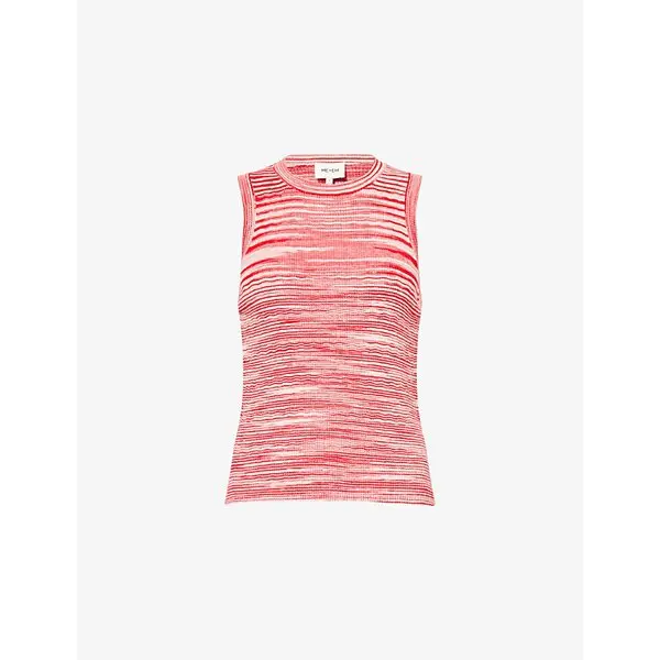 ME+EM Space-dye Slim-fit Ribbed Cotton And Cashmere-blend Vest Top - Rose Petal Red Multi