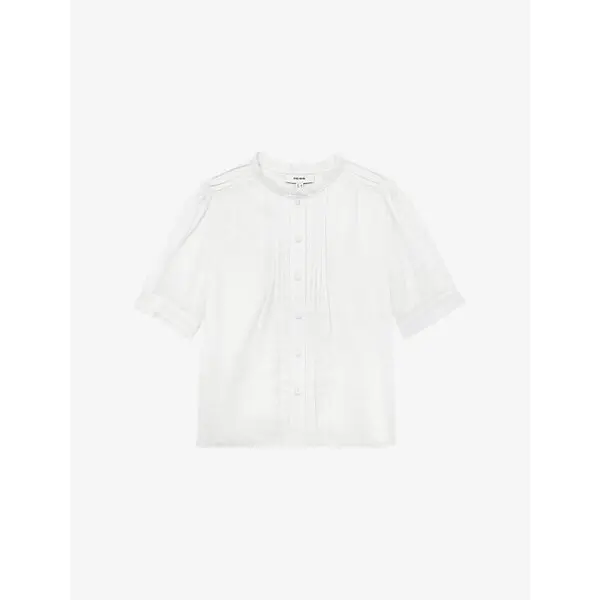 REISS Aurelia Frill-neck Cotton-muslin Top - Ivory