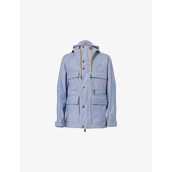 Moncler Ajaccio Hooded Chambray Cotton-blend Field Jacket - Medium Blue