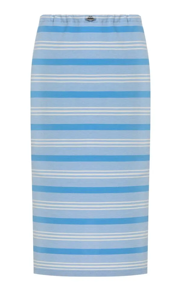 Prada Cotton Pique Midi Skirt - Blue
