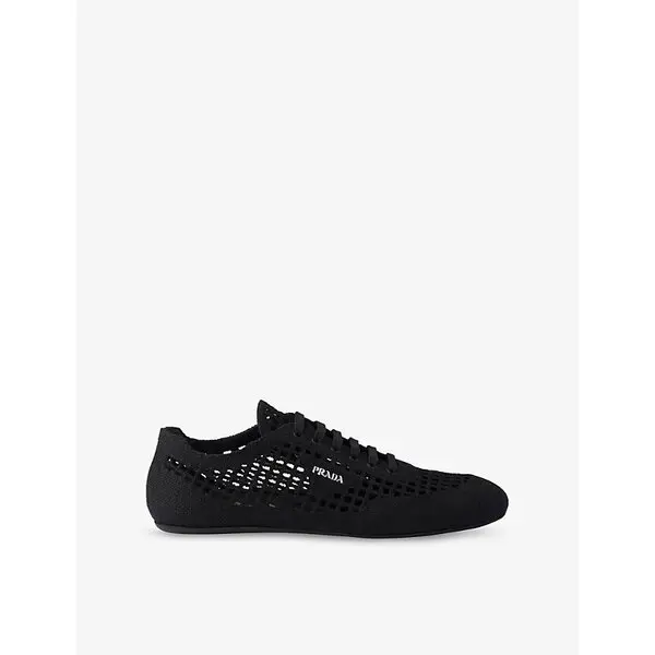 Prada Collapse Crochet Laced Trainers - Black