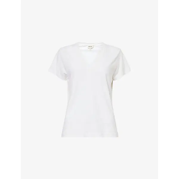 ME+EM Soft Washed V-neck Cotton-blend T-shirt - Fresh White